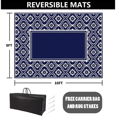 Hugear Reversible Outdoor Plastic Rug 8x10 Waterproof Patio Camping