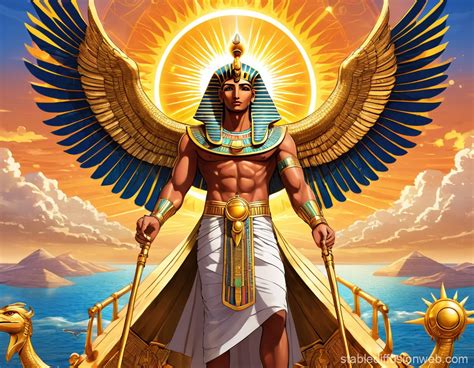 Ras Grand Solar Barque Across Golden Horizon Stable Diffusion Online