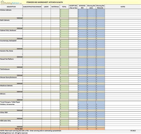 Bid Leveling Template