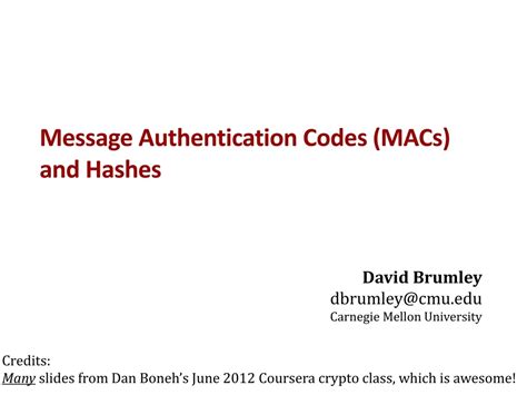 Ppt Message Authentication Codes Macs And Hashes Powerpoint