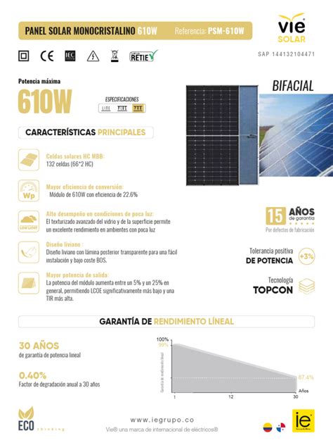 Panel Solar Bifacial 610w Eficiente Pdf Panel Solar Electricidad