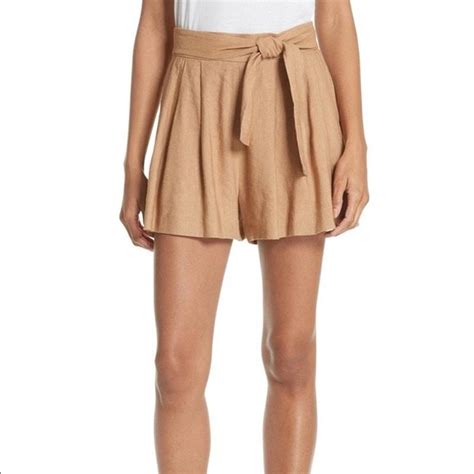 Tan Wide Leg Short With Attached Tie And Zip In Depop