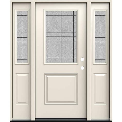 Jeld Wen 36 In X 80 In Left Hand 1 2 Lite Dilworth Decorative Glass Primed Steel Prehung Front