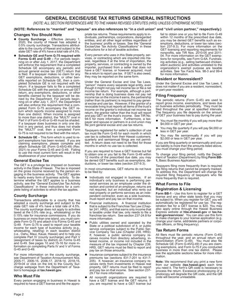 Download Instructions For Form G 45 General Excise Use Tax Returns Pdf
