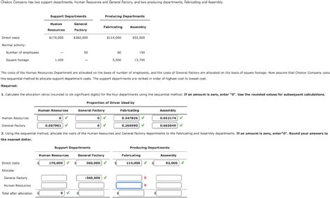 Solved The Sequential Method To Allocate Support Department
