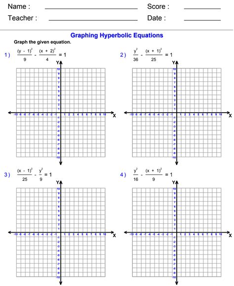 Name Teacher Score Date Graphing Hyperbolic Equationsgraph The