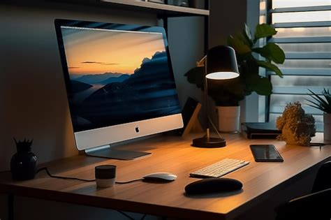 Premium Ai Image Functional Workspace Clean And Elegant Home Office