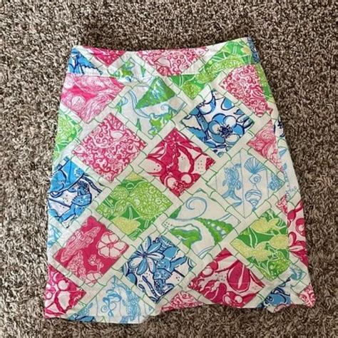 Lilly Pulitzer Skirts Lilly Pulitzer Skirt Patchwork Print Hollywood Squares Poshmark