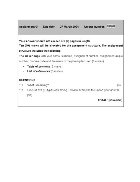 Eds370120assignment2001 Assignment 01 Due Date 27 March 2024 Unique