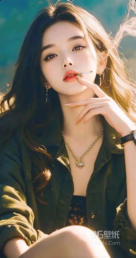 叼着烟的夹克美女手机壁纸图片美女手机壁纸3g壁纸
