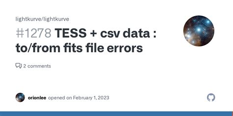 Tess Csv Data Tofrom Fits File Errors · Issue 1278 · Lightkurve