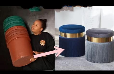 سطل های پلاستیکی قدیمی را دور نریز ایده ساخت میز پاف با سطل پلاستیکی