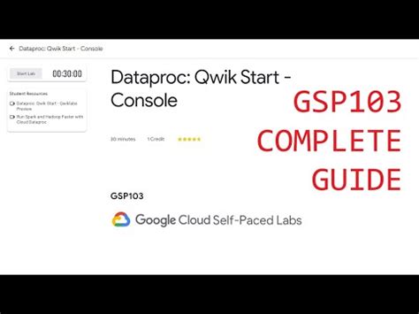 Dataproc Qwik Start Console GSP YouTube