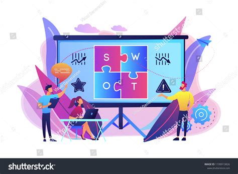 Vektor Stok Swot Analysis Team Working On List Tanpa Royalti 1199913826 Shutterstock