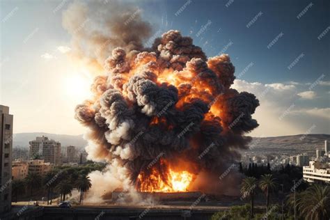 Premium Ai Image Photo Big Explosion Smoke Column With Fire On The