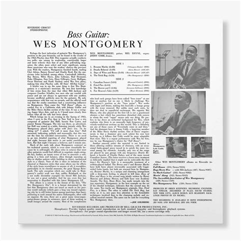 Wes Montgomery Boss Guitar Ojc Lp The In Groove