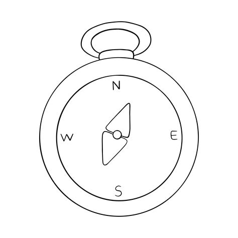 Premium Vector Round Compass Indicating Direction Doodle Line Cartoon