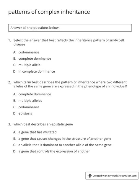 Patterns Of Inheritance Worksheet Practicing Punnett Squares Pdf