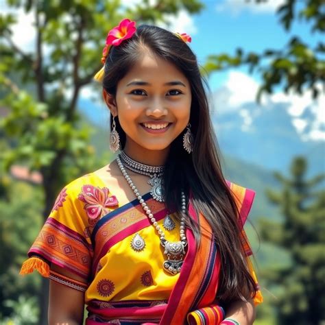 Radiant Limbu Girl In Traditional Attire