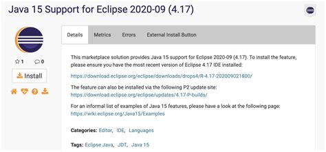 java 15 support in eclipse kev s development toolbox