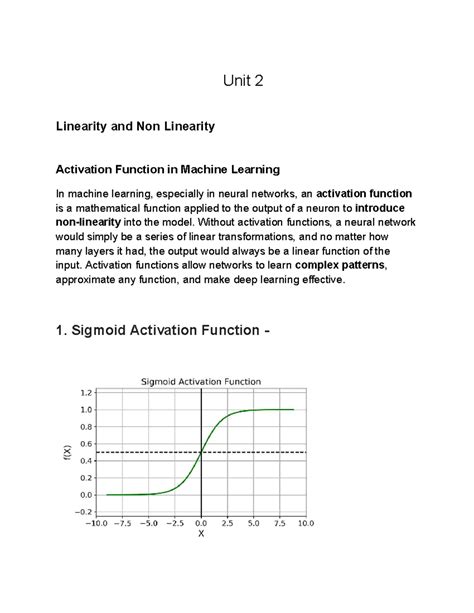 Unit 2 Activation Functions In Ml Sigmoid Tanh Relu And Softmax