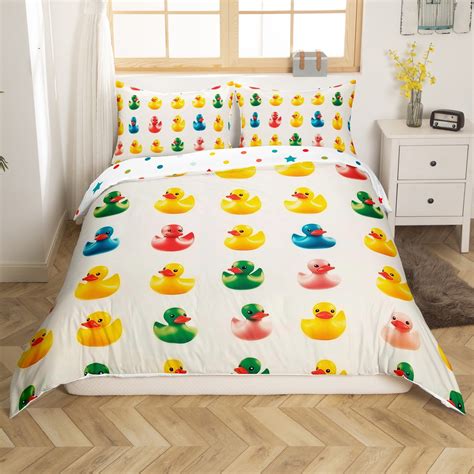 Rubber Duck Print Bedding Setyellow Squeak Ducky Toy Duvet Cover Full