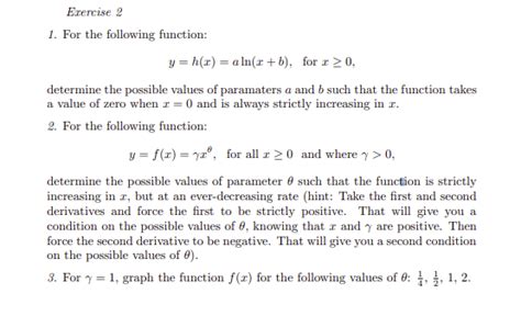 Solved Exercise 2 1 For The Following Function Y H X A Chegg Com