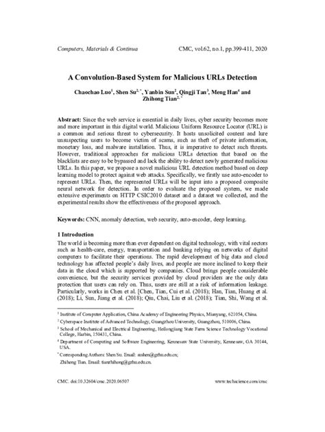 fillable online a convolution based system for malicious urls detection