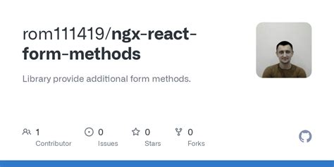 github rom111419 ngx react form methods library provide additional