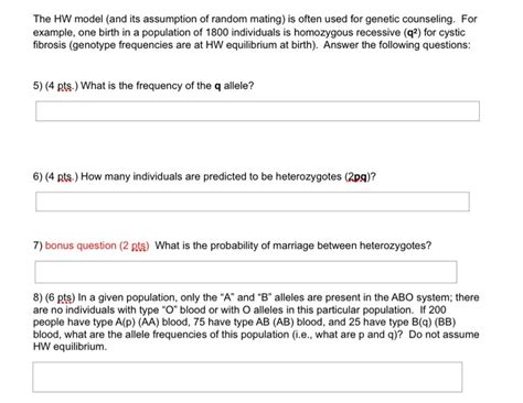 Solved The HW Model And Its Assumption Of Random Mating Is Chegg Com