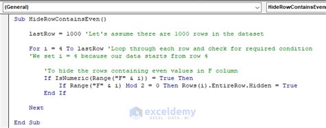 Using VBA To Hide Rows Based On Cell Value In Excel Examples
