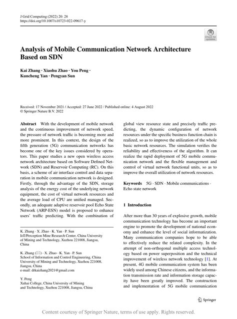 Analysis Of Mobile Communication Network Architecture Based On Sdn