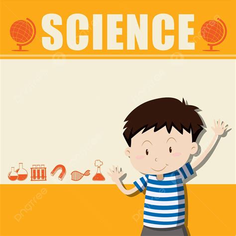 Border Design With Boy And Science Character Drawing Paper Vector