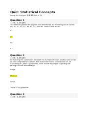 Quiz Statistical Concepts Part Docx Quiz Statistical Concepts Score For This Quiz