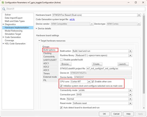 Getting Started With Stm32h7xx Based Dual Core Boards Matlab And Simulink