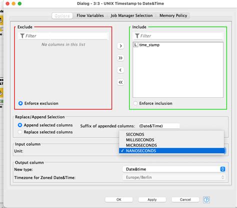 Transform A Timestamp Into A Date And Time Format Knime Analytics