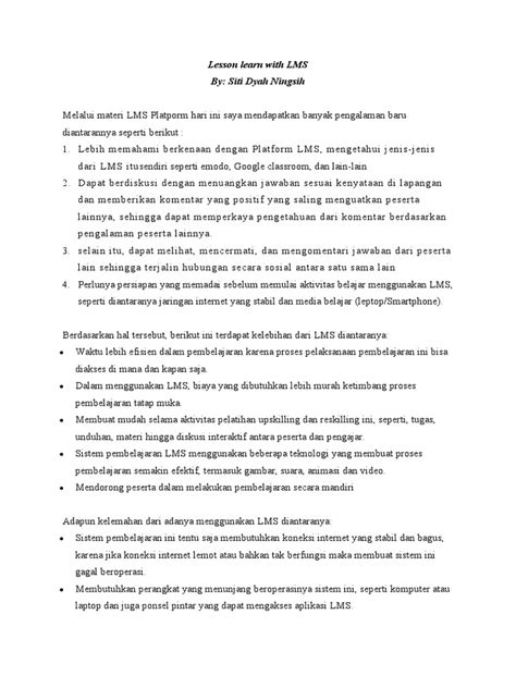 Simulasi Aktivitas 6 Lesson Learn With Lms Pdf