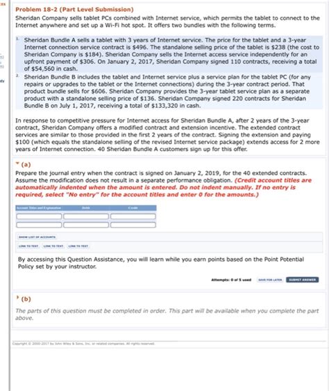 solved problem 18 2 part level submission sheridan company