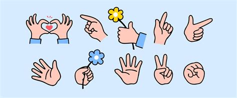 Set Of Cute Vector Hands Stickers For Daily Planner And Diary Collection Of Scrapbooking Design