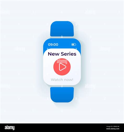 Video Streaming Smartwatch Interface Vector Template Mobile App Notification Day Mode Design