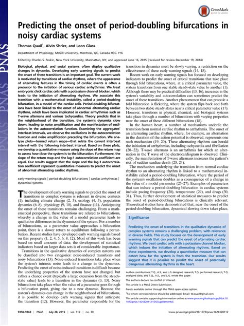 Pdf Predicting The Onset Of Period Doubling Bifurcations In Noisy Cardiac Systems