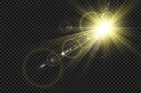 특수 렌즈 플래시 조명 효과 플래시는 광선과 탐조등을 깜박입니다 Illust화이트 빛나는 프리미엄 벡터