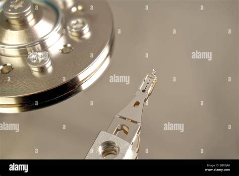 HDD Inside Of Hard Disk Magnetic Disk With A Reading Head Close Up Photo Stock Photo Alamy