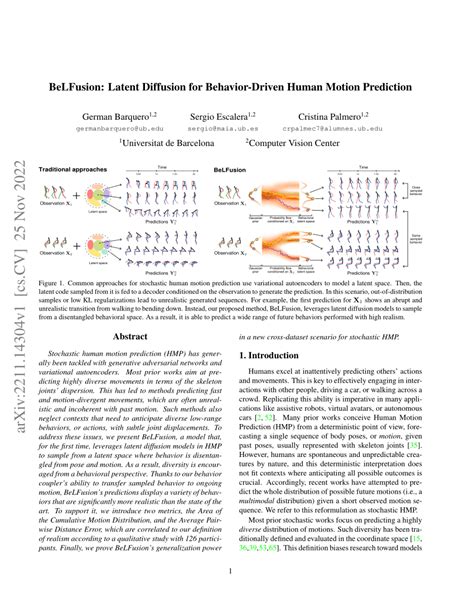 Pdf Belfusion Latent Diffusion For Behavior Driven Human Motion Prediction