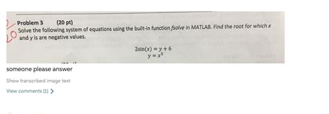 Solved Problem Pt Solve The Following System Of Chegg
