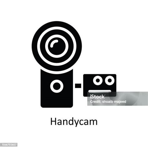 핸디 캠 벡터 솔리드 아이콘 디자인 그림입니다 네트워크 및 통신 흰색 배경에 기호 Eps 10 파일 0명에 대한 스톡 벡터 아트