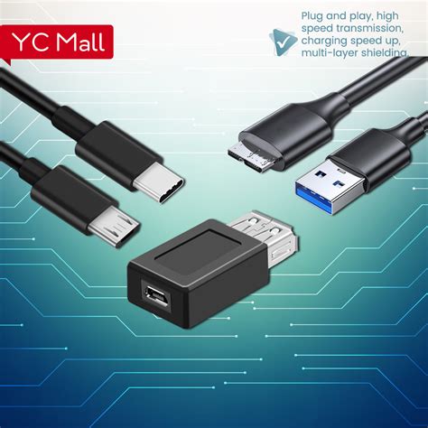 Usb To Micro B Data Cable And Usb Female To Micro Usb Female Adapter