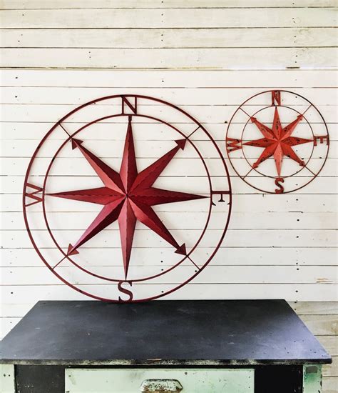Nautical Wall Art Metal Wall Compass Metal Wall Art Nautical Metal Wall Art Red Metal Wall