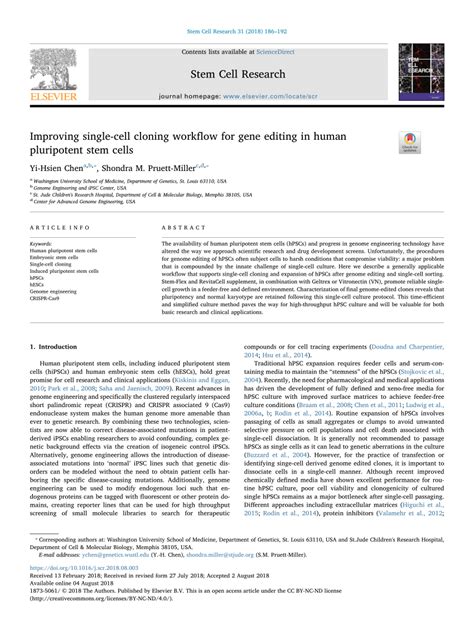 pdf improving single cell cloning workflow for gene editing in human