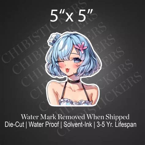 Kira Sticker With Blue Hair Wink Kawaii Anime Vinyl Waterproof Decal